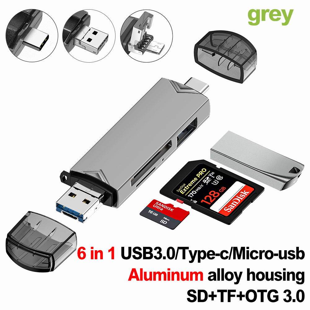 Actual 6 in 1 SD TF Card Reader เครื่องอ่านการ์ดหน่วยความจำความเร็วสูง ...