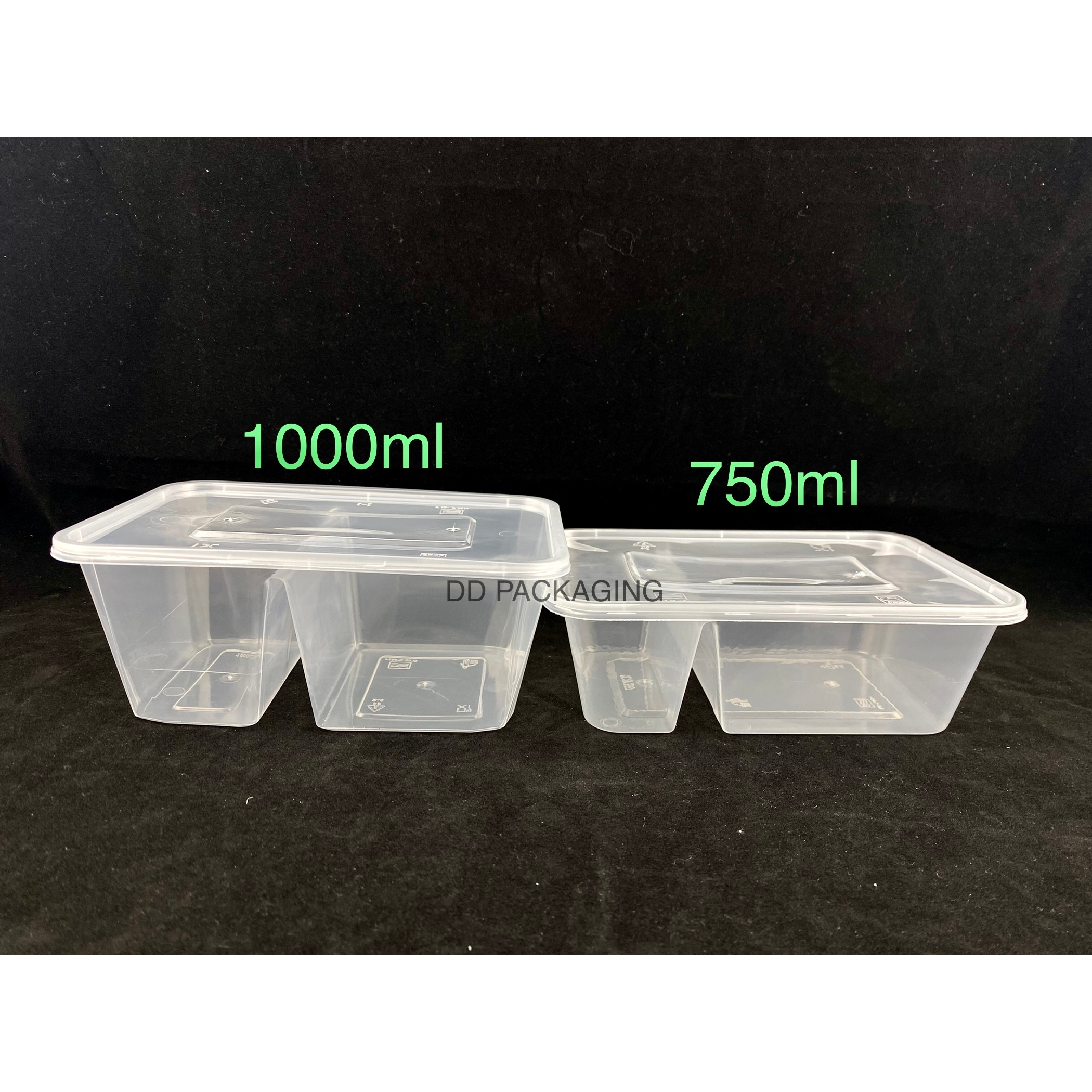 กล่องอาหารพลาสติก 2 ช่องพร้อมฝา750ml / 1000ml/（50ชุด） กล่องไมโครเวฟเนื้อPP | Shopee Thailand