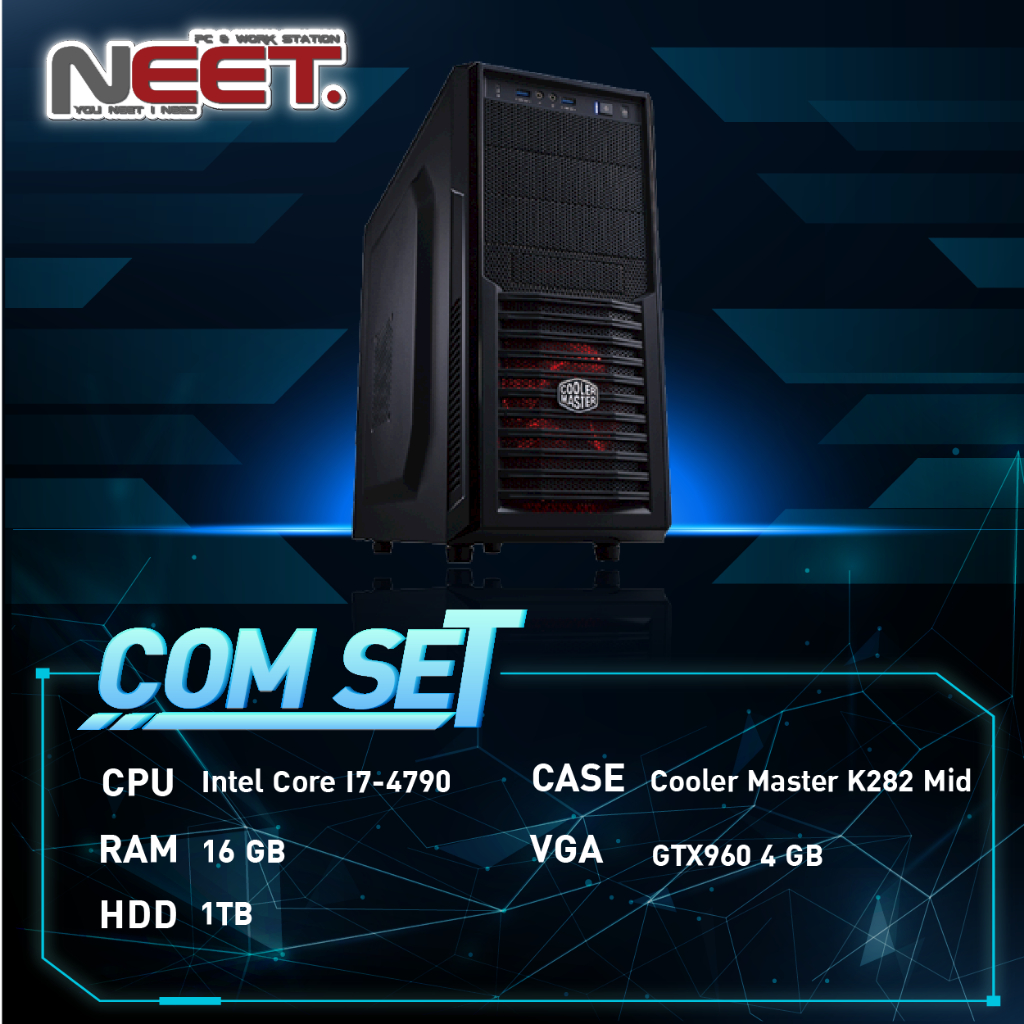 คอมประกอบ คอมพิวเตอร์ เล่นเกมส์ Cooler Master K282 Mid(i7-4790/16GB/1TB ...