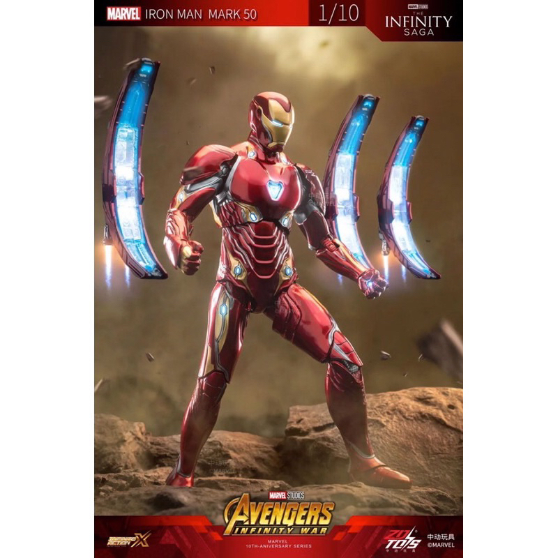 ZD TOYS IRON MAN MK 50 Ver. 2.0 + LED Energy Displacer Sentries 1/10 ...