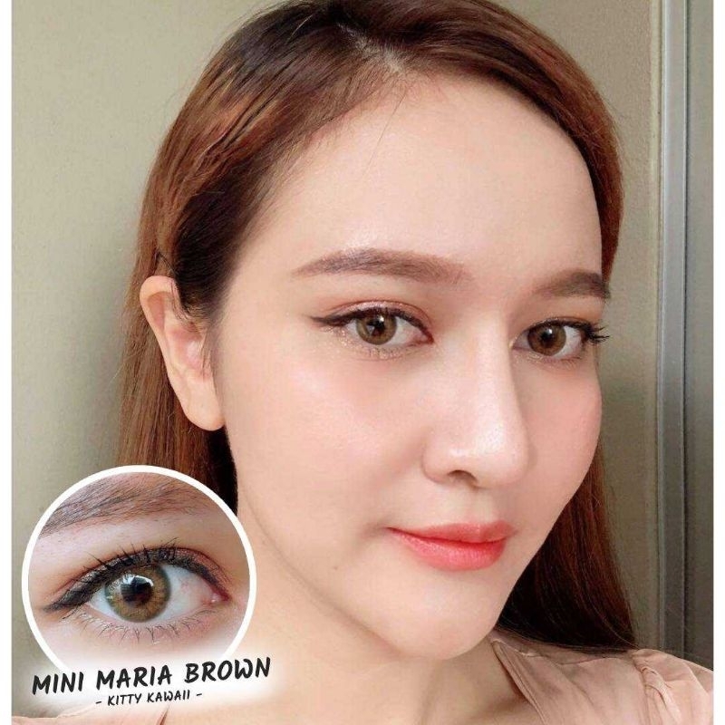 คอนแทคเลนส์ รุ่น Mini Maria สีเทา/ตาล Gray/Brown มีค่าสายตา (0.00)-(-10 ...
