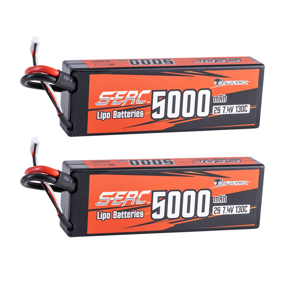 2PCS Lipo Battery 2S 7.4V 130C 5000mAh Deans T Plug Hard Case Battery ...