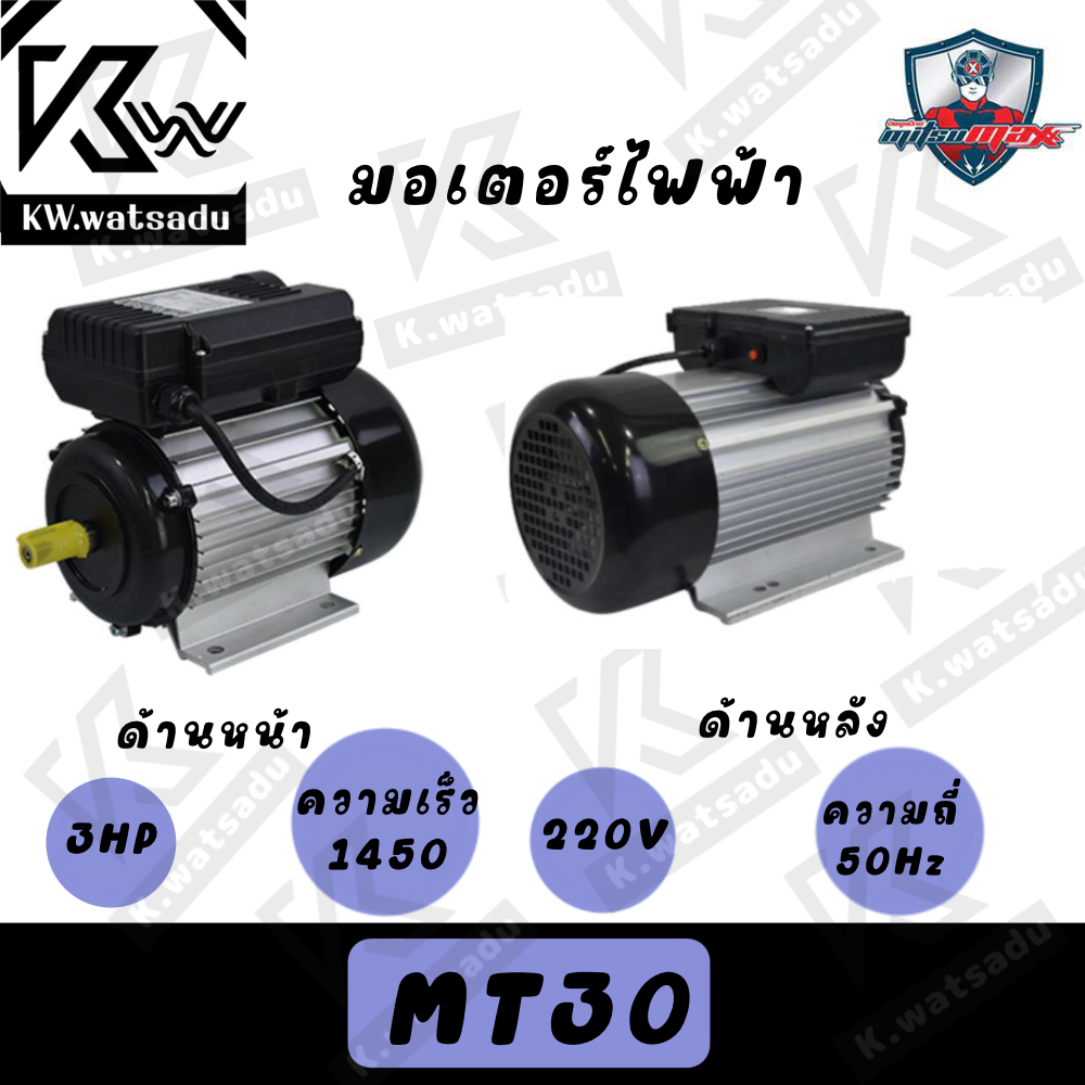มอเตอร์ รอบช้า-รอบเร็ว มิตซูแม๊กซ์ MT30 [3 แรงม้า ไฟบ้าน 220v] พร้อมส่ง ...