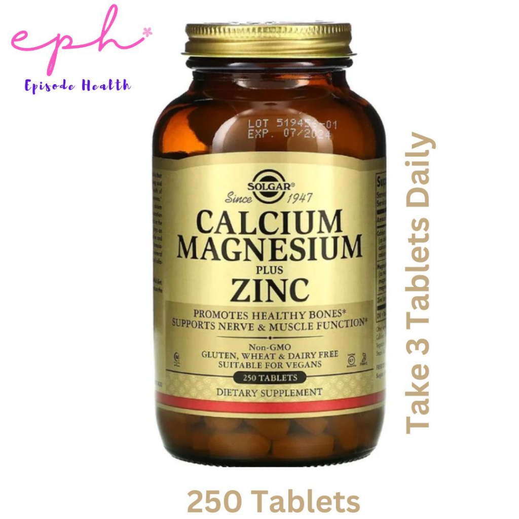 Solgar Calcium Magnesium Plus Zinc 250 Tablets แคลเซียม แมกนีเซียม ซิงค์ 250 เม็ด | Shopee Thailand