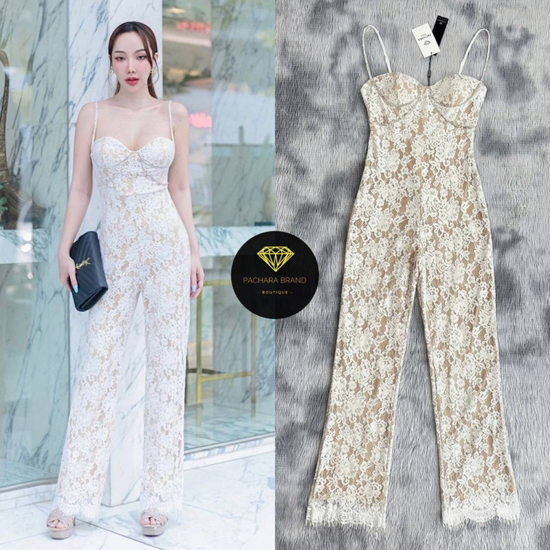 จั้มสูทลูกไม้ จั้มสูทสีดำ ชุดไปงาน งานป้าย Pachara | Shopee Thailand