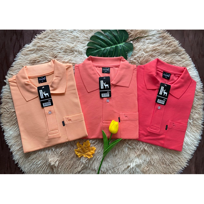 เสื้อโปโลGEEKOตรากวาง โทนสีโอรสอ่อน-โอรสกลาง-โอรสเข้ม ผู้ชาย,ผู้หญิง เนื้อผ้าดีใส่สบาย ของแท้100 ...