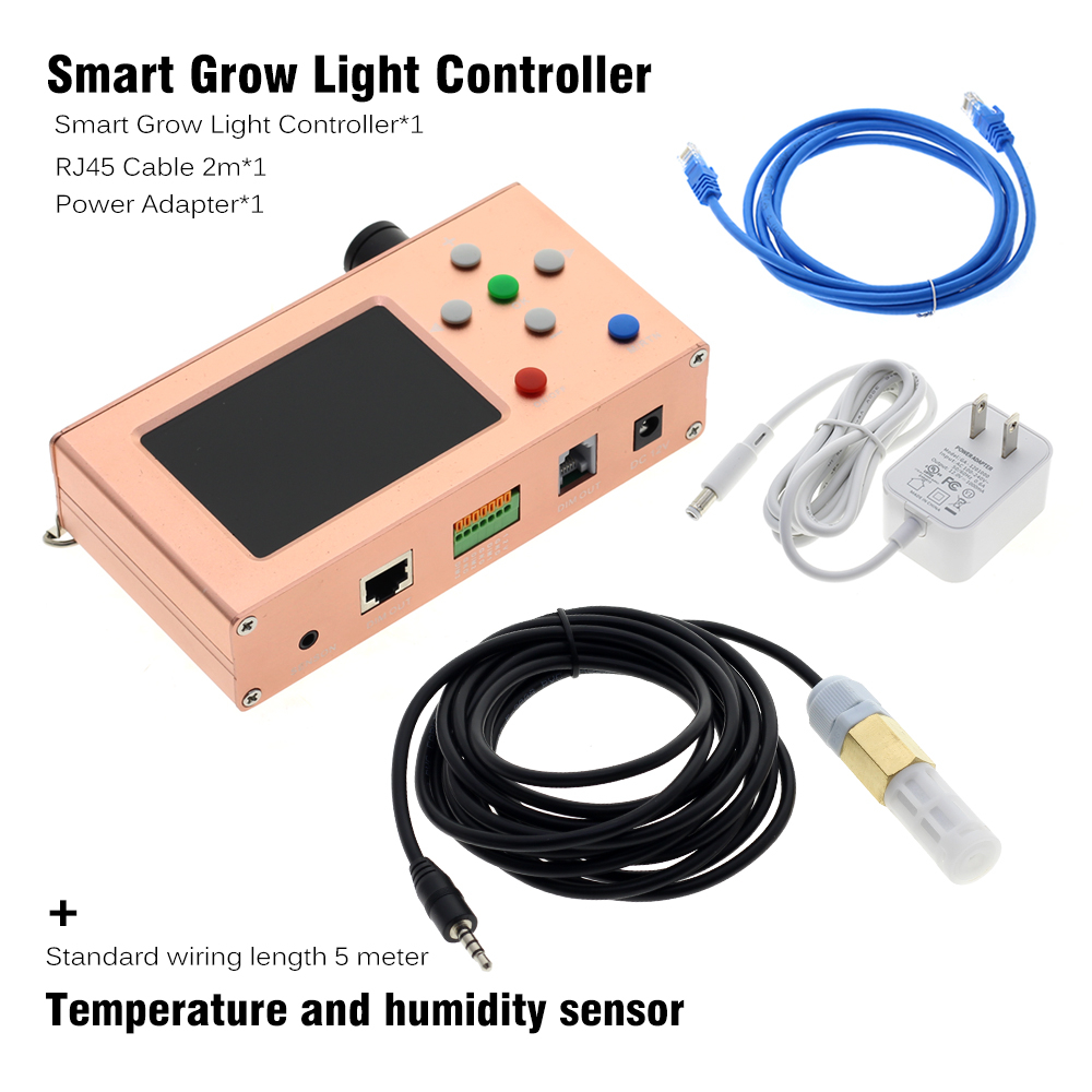 RJ45+RJ14 Grow Controller LED เครื่องวัด อุณหภูมิในตัว ความชื้น ตัวจับเวลา เซ็นเซอร์ภายนอก 2 in ...