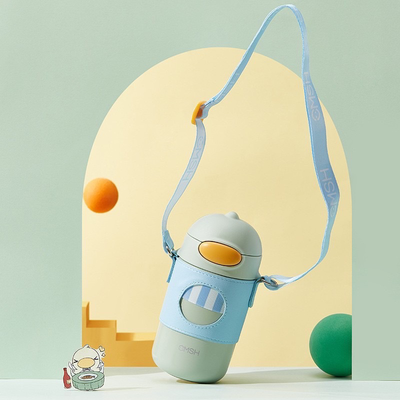 CMSH กระติกน้ำเด็ก ขนาด320ml สแตนเลส 316 พร้อมสายสะพาย พกพาสะดวก แก้วเก็บความเย็นสำหรับเด็ก ...