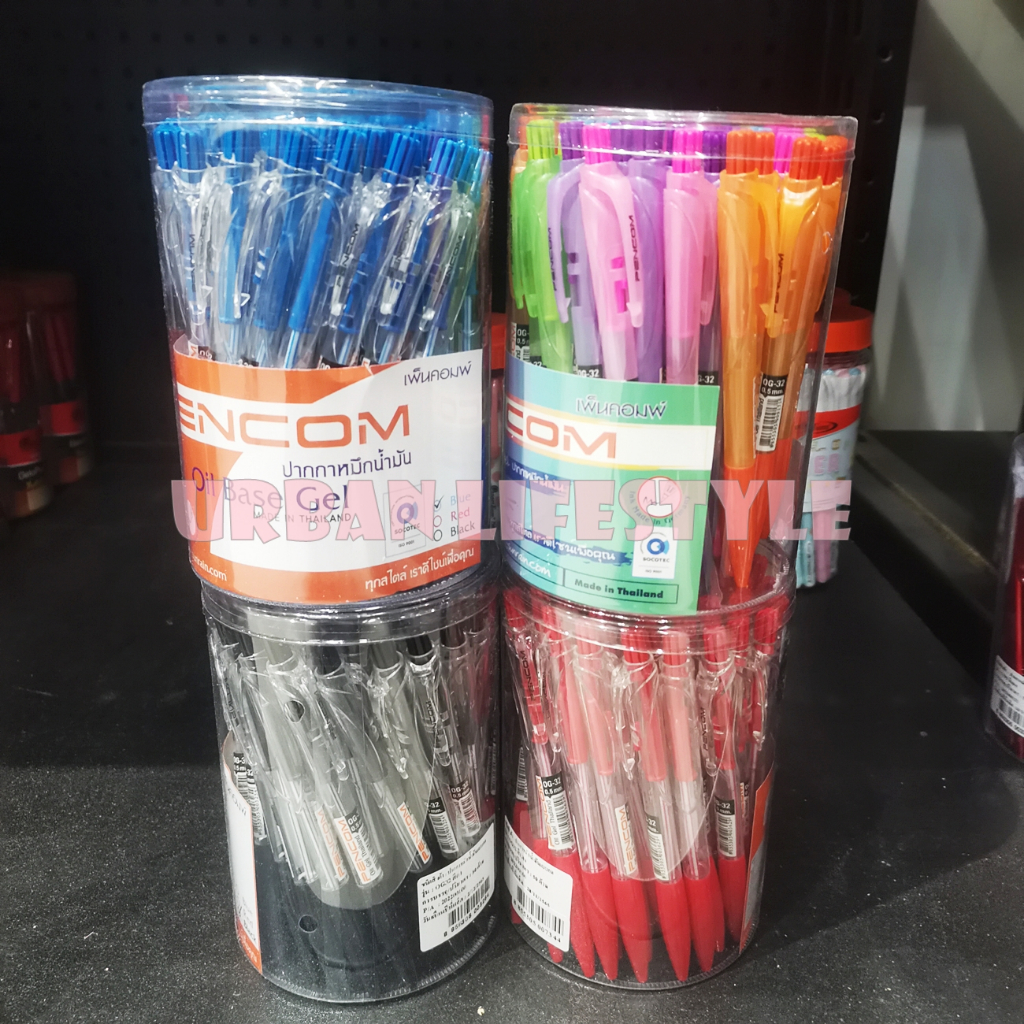 Pencom เพ็นคอม ปากกาหมึกน้ำมัน แบบกด หัวขนาด 0.5mm รุ่น OG-32 oil base ...