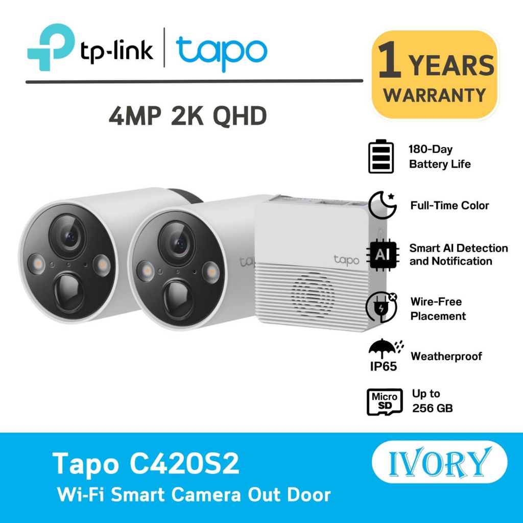 TP-Link Tapo C420S2 Smart Wire-Free Security Camera System, 2-Camera ...