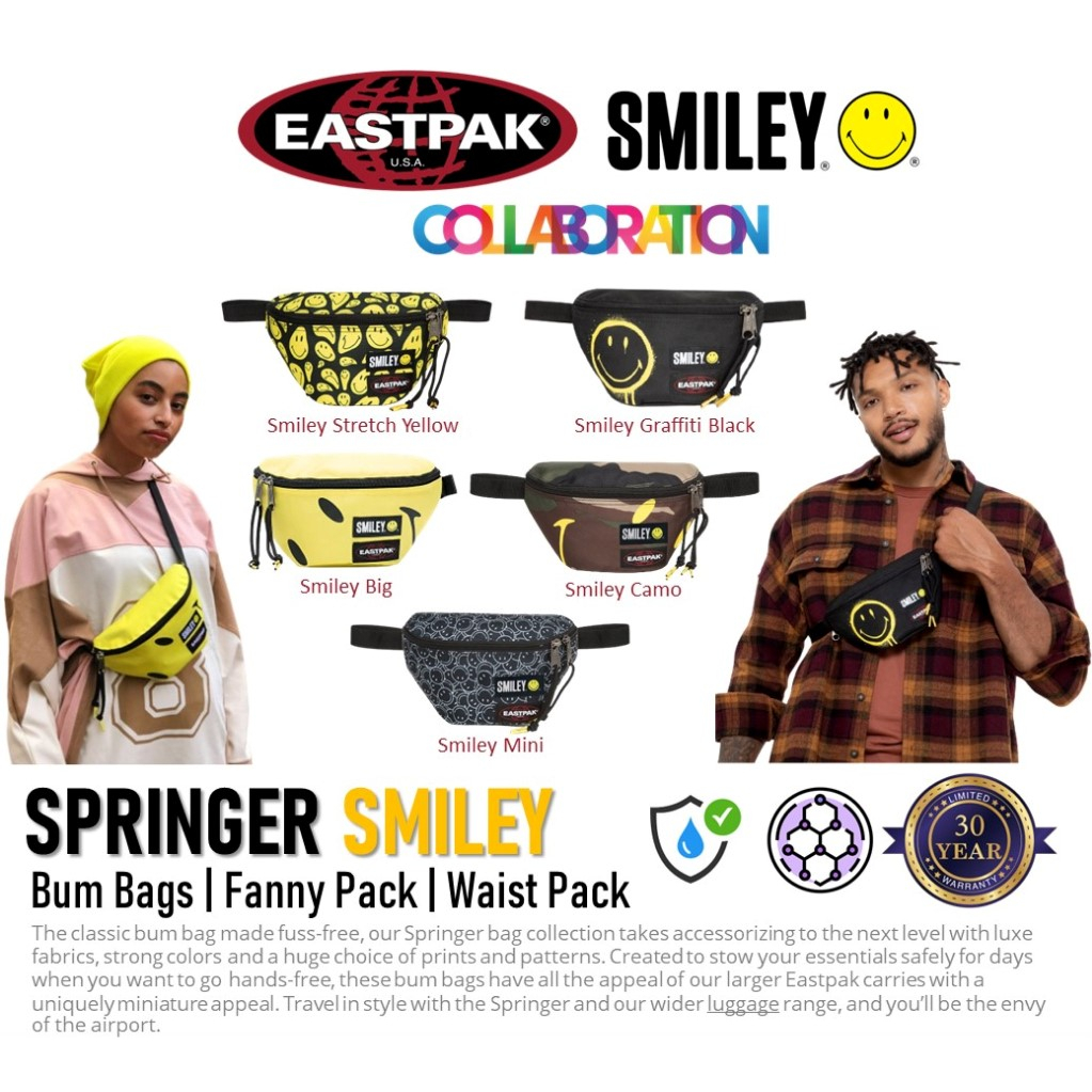 Eastpak x SMILEY Springer Bum Bags | Fanny Pack | Waist Pack กระเป๋าคาด ...