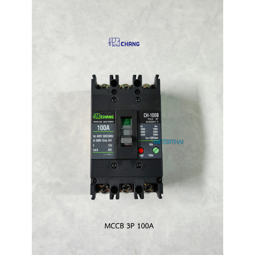 Chang MCCB Breaker CH-100B 3P 100A เบรกเกอร์ช้างปรับแอมป์ได้ | Shopee ...