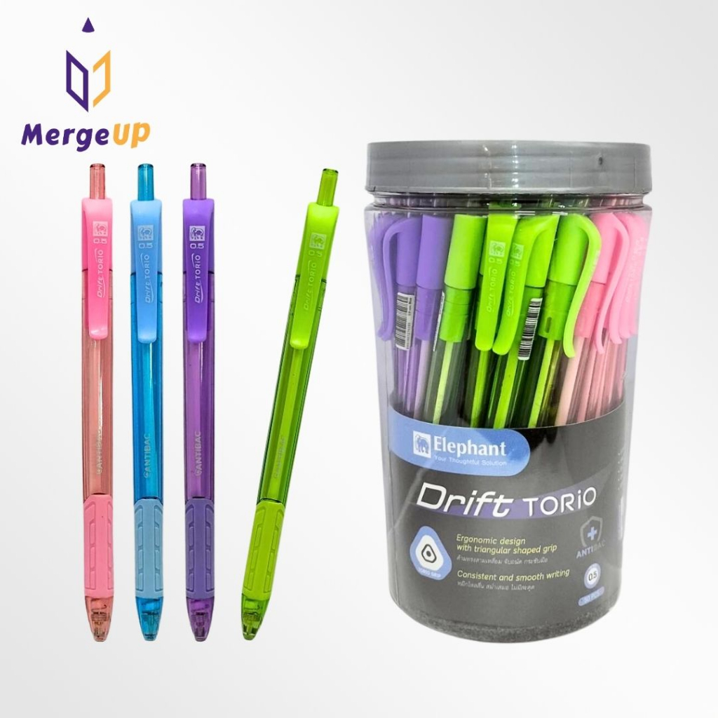 ปากกาลูกลื่น 0.5 DRIFT TORIO ELEPHANT หมึกน้ำเงิน หมึกแดง หมึกดำ ...
