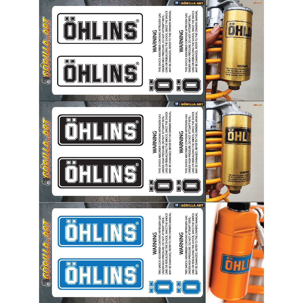 สติ๊กเกอร์ OHLINS โอลิน ติดกระบอกโช๊คหลังแก๊ส เกรดพรีเมี่ยม / Sticker ...