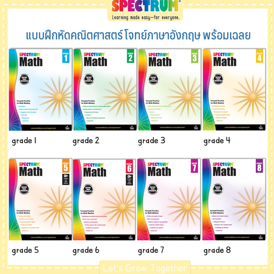 Spectrum Math worksheet with Answer Keys แบบฝึกหัดคณิตศาสตร์ โจทย์ภาษา ...