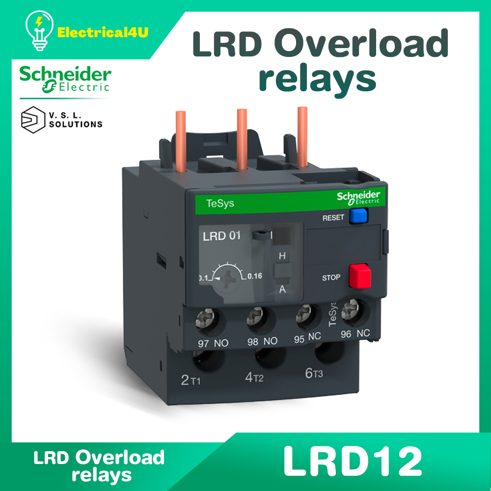 Schneider Electric LRD12 โอเวอร์โหลด รีเลย์ 3P, 5.5-8A Thermal Overload ...