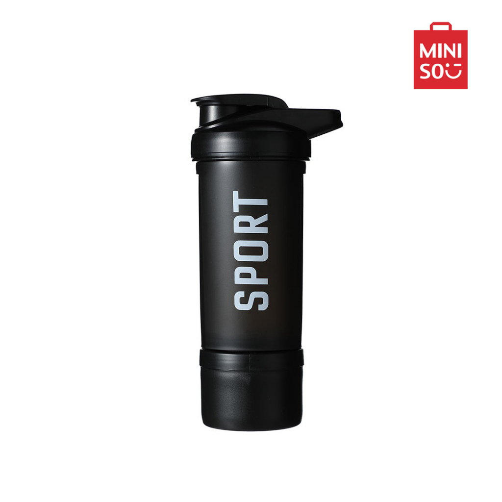 MINISO กระบอกเชค พร้อมกล่องเก็บของ Shaker Bottle for Sports with ...