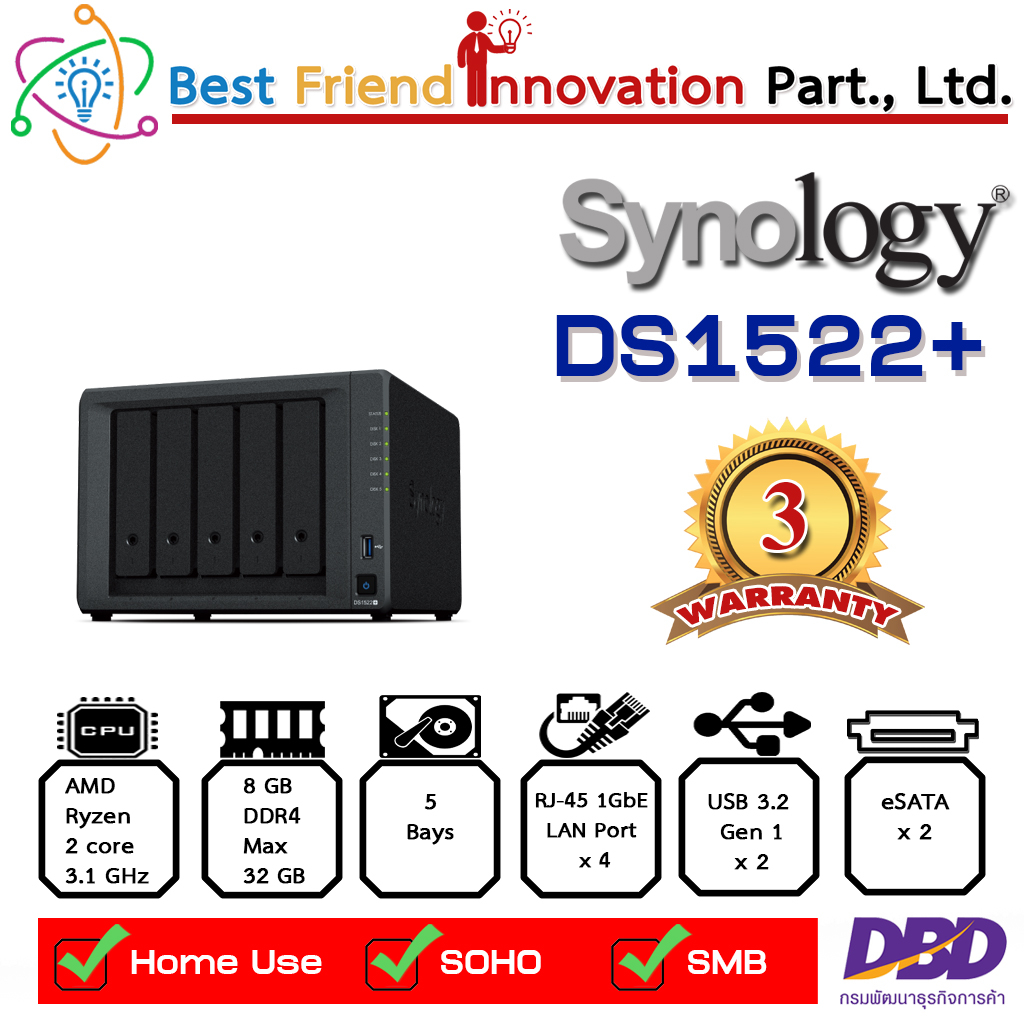 Synology DiskStation DS1522+ 5-Bay NAS | Shopee Thailand