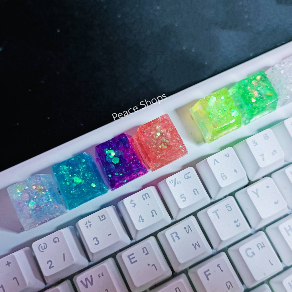 ปุ่มคีย์บอร์ดเรซิ่น (Glitter 6 สี) Keycap Mx Switch(สวิทช์ เชอรี่ ...