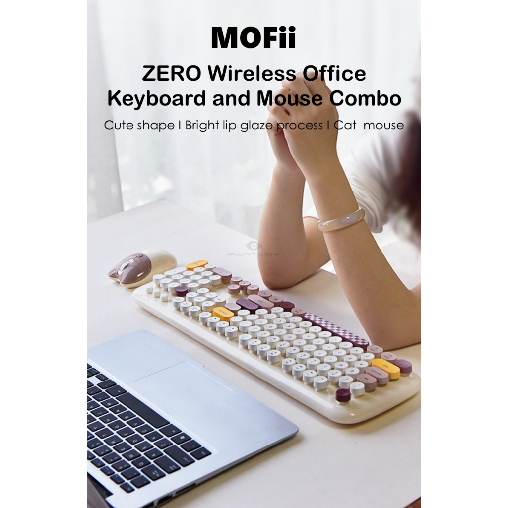 (แป้นอังกฤษ+ฟรีสติ๊กเกอร์ไทย) MOFii GEEZER Zero Wireless Media Combo ...