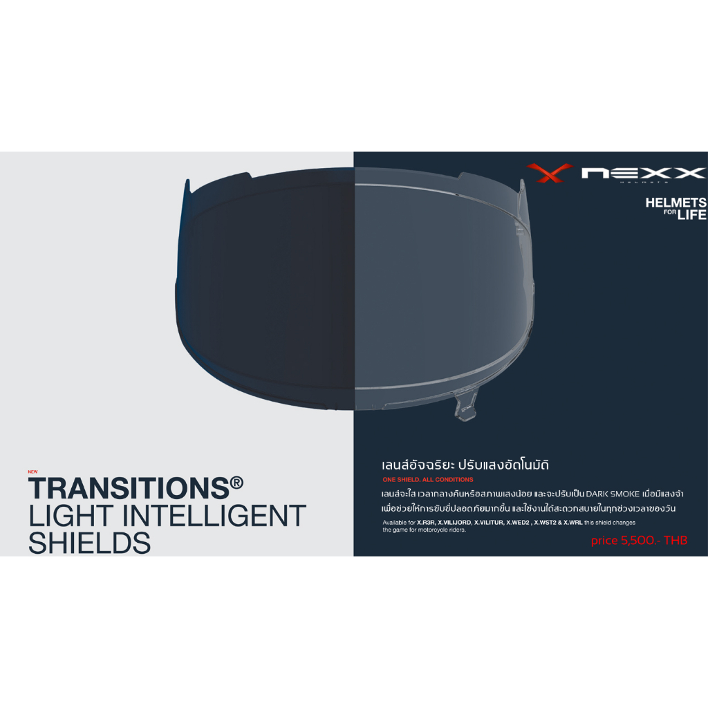 ชิลด์ NEXX Transition Light Intelligent Shields เลนส์อัจฉริยะ ปรับแสงอัตโนมัติ | Shopee Thailand