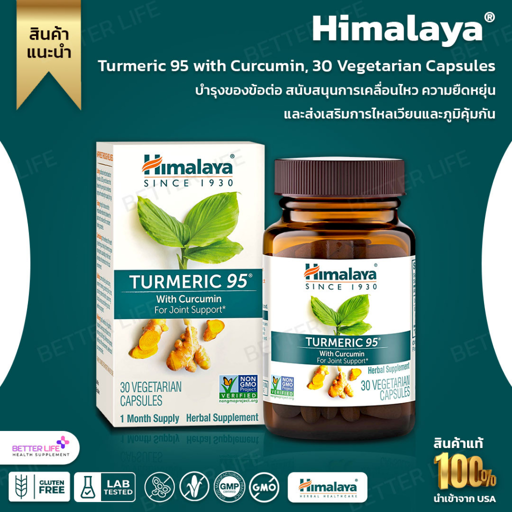 Himalaya, Turmeric 95 with Curcumin, 30 Vegetarian Capsules (No.606 ...