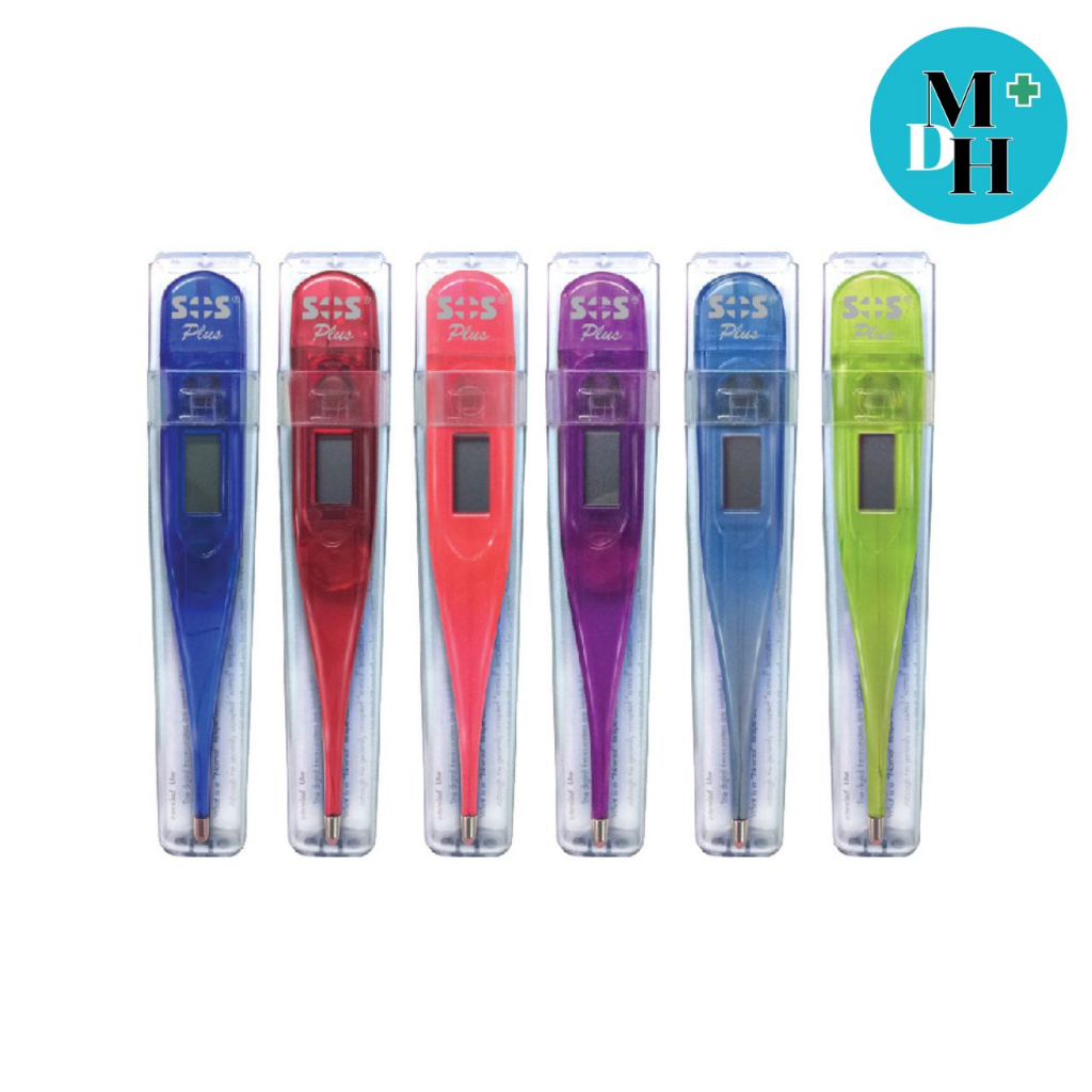 SOS Plus Thermometer ปรอทวัดไข้ ดิจิตอล ปรอท วัดอุณหภูมิ ปลายแข็ง คละสี ...