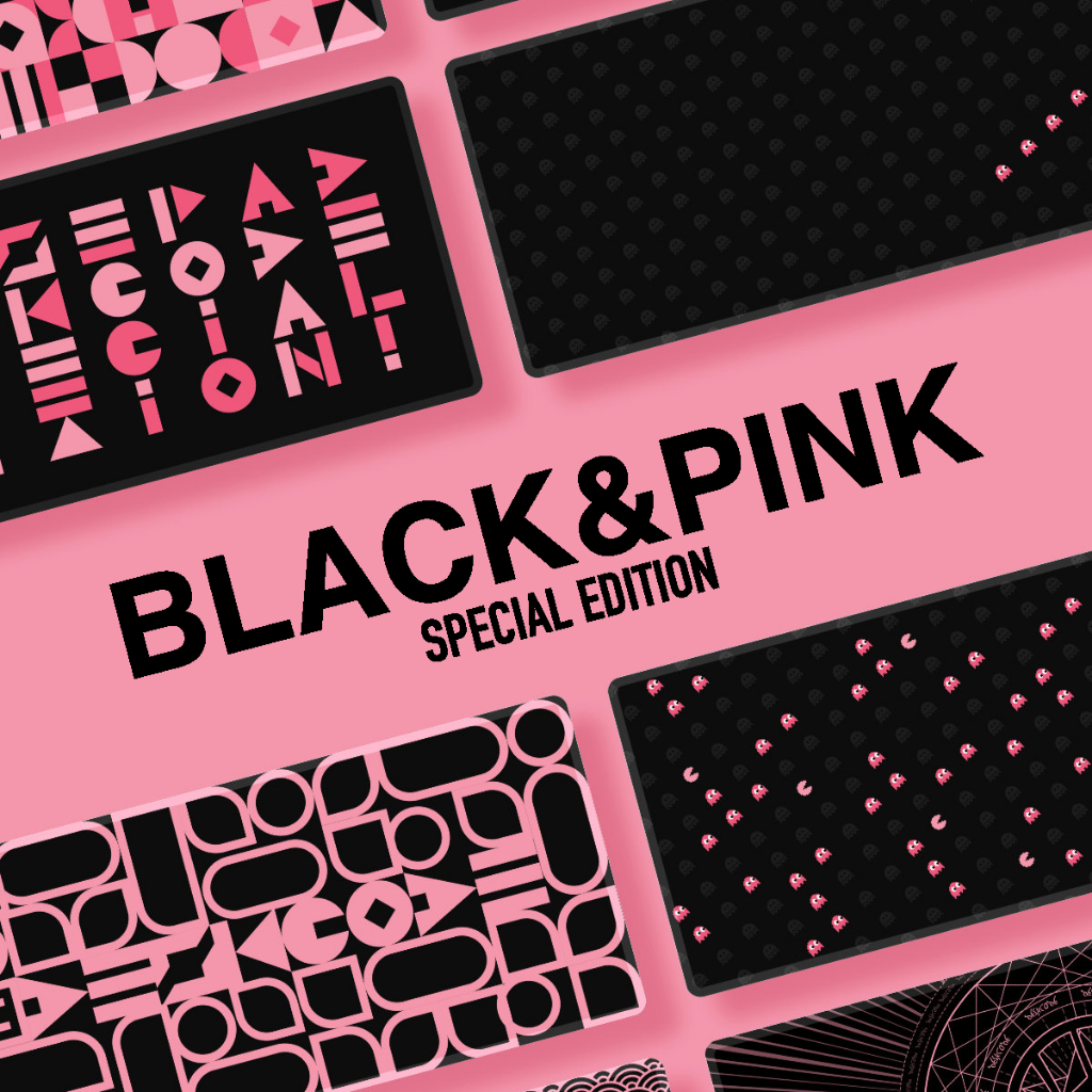 [ DESKCODE ] BLACK&PINK SPECIAL EDITION แผ่นรองเมาส์ แผ่นรองคีย์บอร์ด ขนาดใหญ่ 90x40 cm. หนา 3 ...