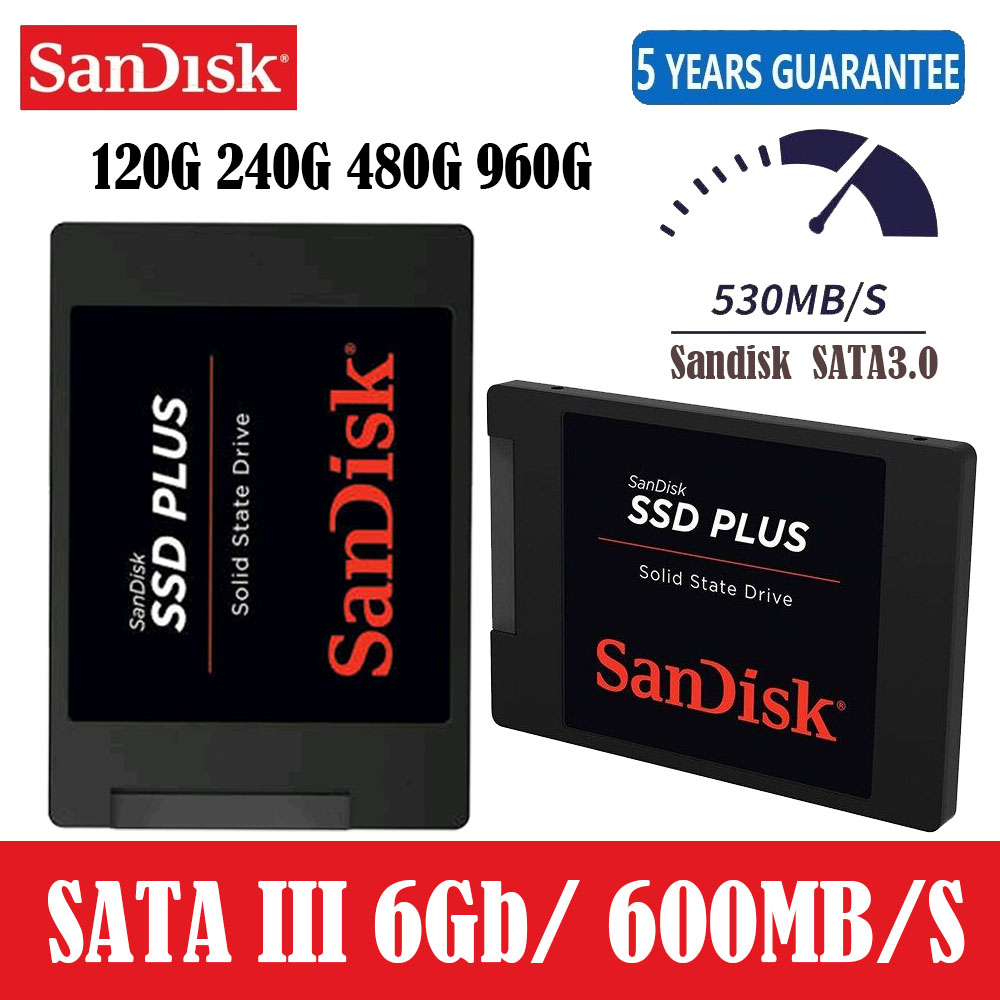 (ของแท้ของใหม่ 100%)Sandisk SSD PLUS 120GB/240GB/480GB/1TB Internal Solid State Disk Hard Drive ...