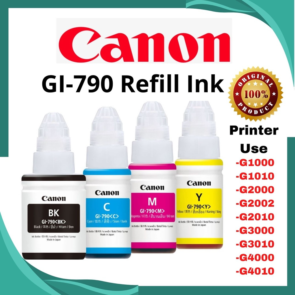 หมึกเติม หมึก Canon หมึกปริ้นเตอร์ GI-790 แท้100% ใช้กับพริ้นเตอร์อิงค์เจ็ท G1000/2000/3000/4000 ...