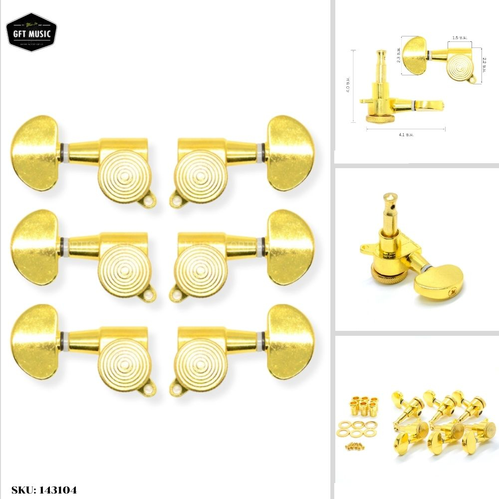 Fortis ลูกบิดกีต้าร์โปร่ง สีทอง แบบล็อคสาย น็อตเฉียง 1 รู FD-Lock Grower Gold Guitar Machine ...