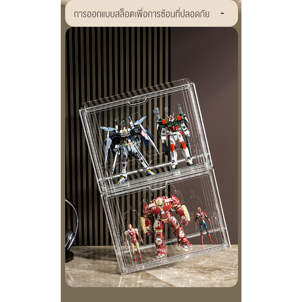 Nearra กล่องเก็บโมเดลของใช้ในบ้านกาวแผ่นกาวติดฐานโมเดล กันหล่น กันฝุ่น ...