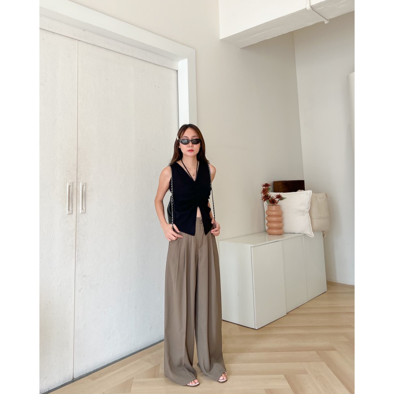 (ลด20% ใส่โค้ด 11NOVL) SHOP.POPO-Jane pants มี 2 สี กางเกงเอวสูงผ้าทิ้ง ...