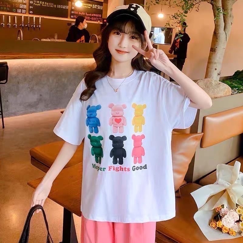 LAYLY เสื้อยืดโอเวอร์ไซส์ลายแบบิค อก44-46นิ้ว (ป้าย Newmily) | Shopee ...