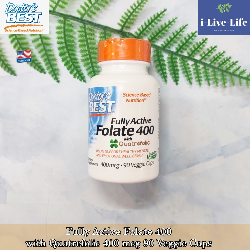 Doctor's Best - Fully Active Folate 400 with Quatrefolic 400 mcg 90 ...