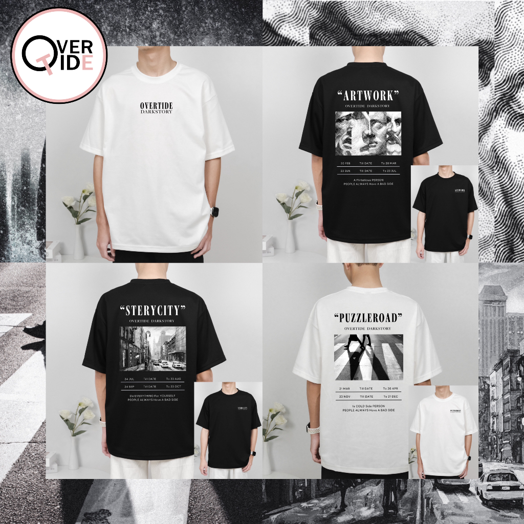 Overtide เสื้อยืดโอเวอร์ไซส์ คอลเลกชั่น Dark Story หลายสี | Shopee Thailand