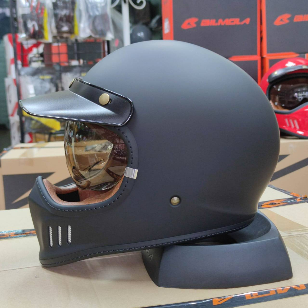 หมวกกันน็อก Bilmola รุ่น RX100 ปี 2021 แว่นในตัว old school , classic ...