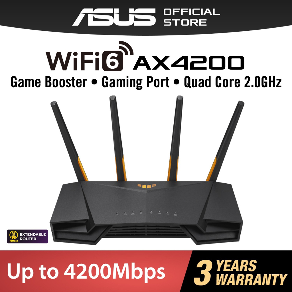 ASUS (TUF-AX4200) Dual Band WiFi 6 Gaming Router with Mobile Game Mode ...