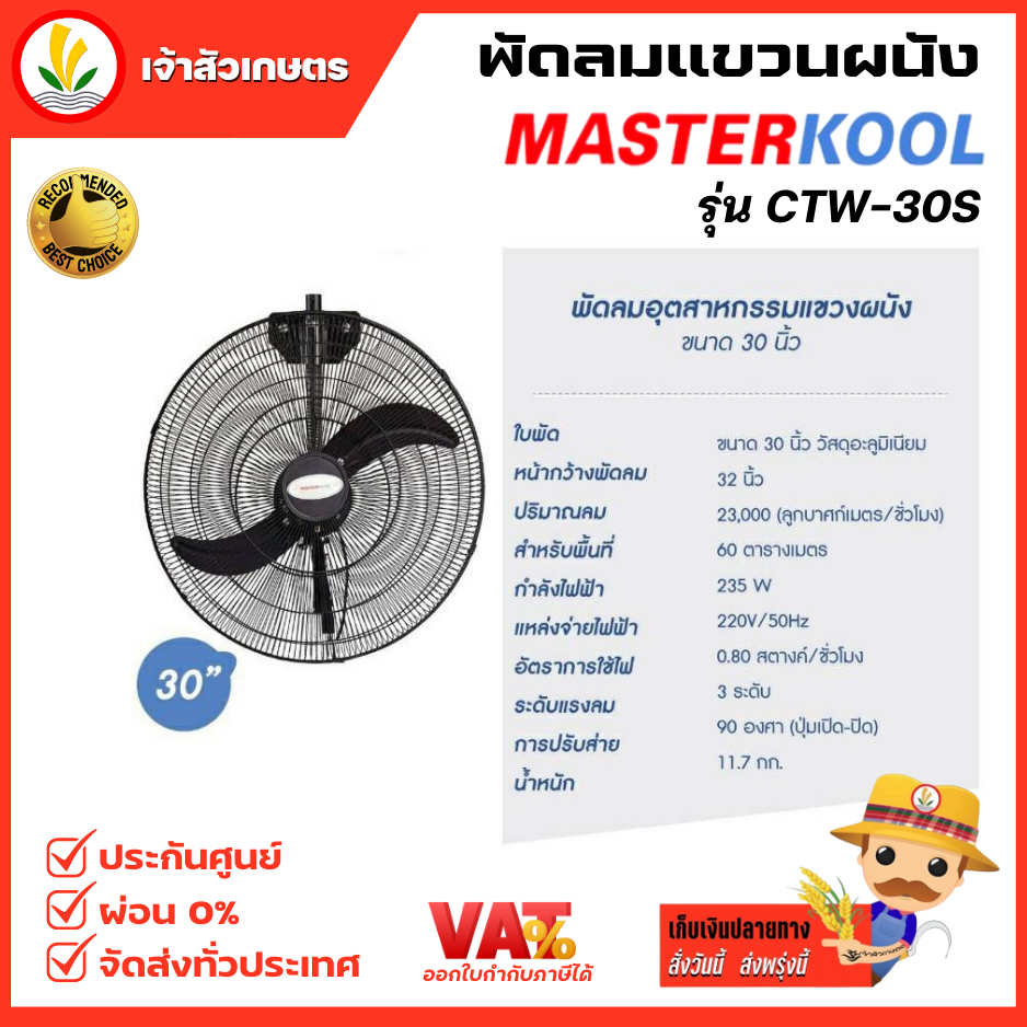 พัดลม Masterkool รุ่น CTW-30S พัดลมแบบแขวนผนัง พัดลมติดผนัง ขนาด 30 ...