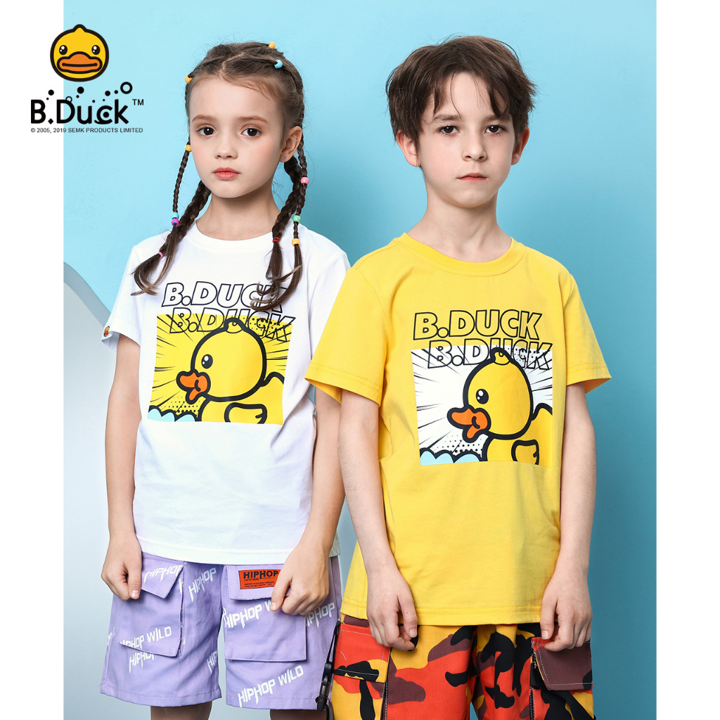 B.Duck เสื้อผ้าเด็กเด็กชายแขนสั้นผ้าฝ้ายฤดูร้อนเสื้อยืดเด็กผู้หญิงเสื้อ ...