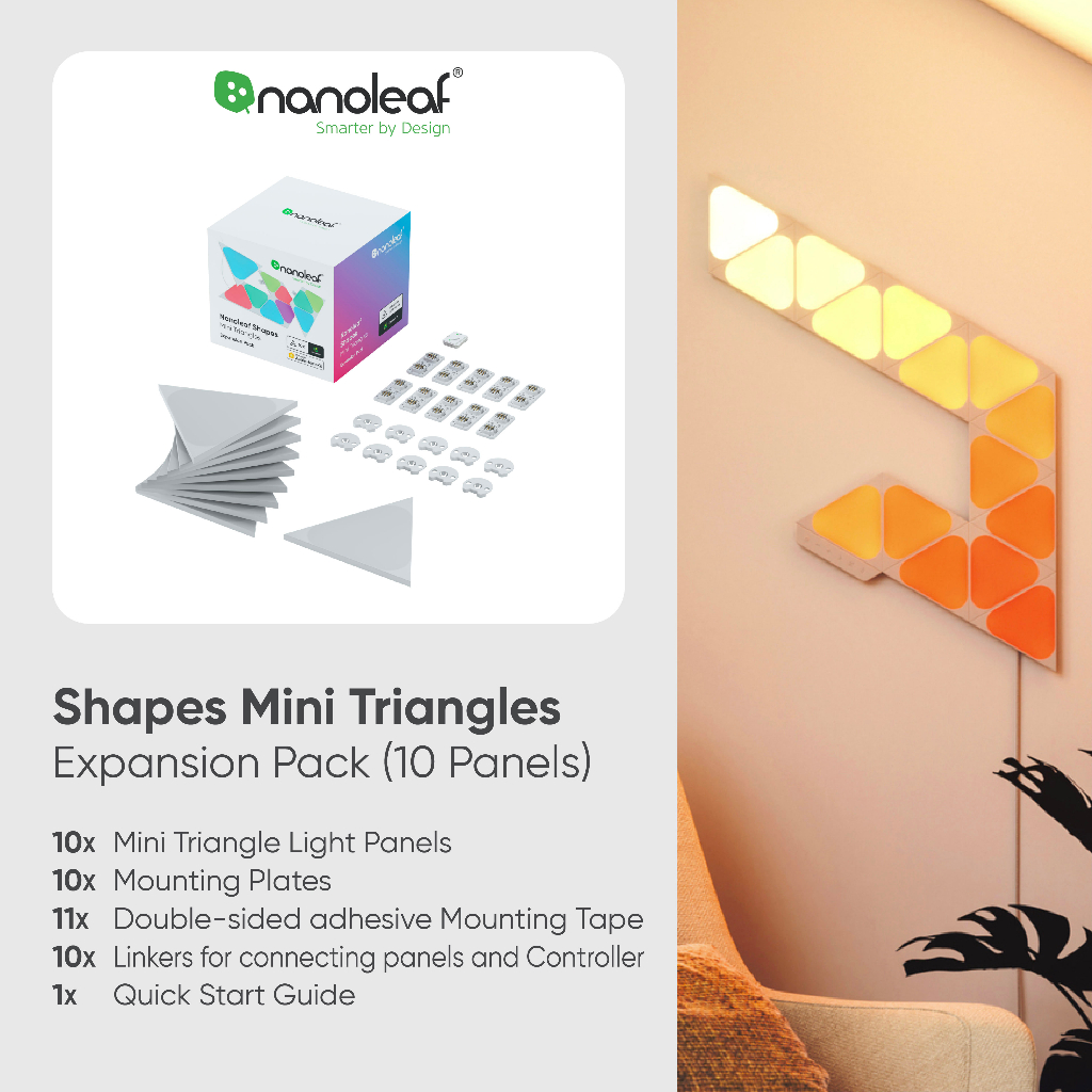 Nanoleaf (ชุดต่อขยาย) Shapes Mini Triangles (Expansion Kit 10 Panels) |NL48-1001TW-10PK | Shopee ...