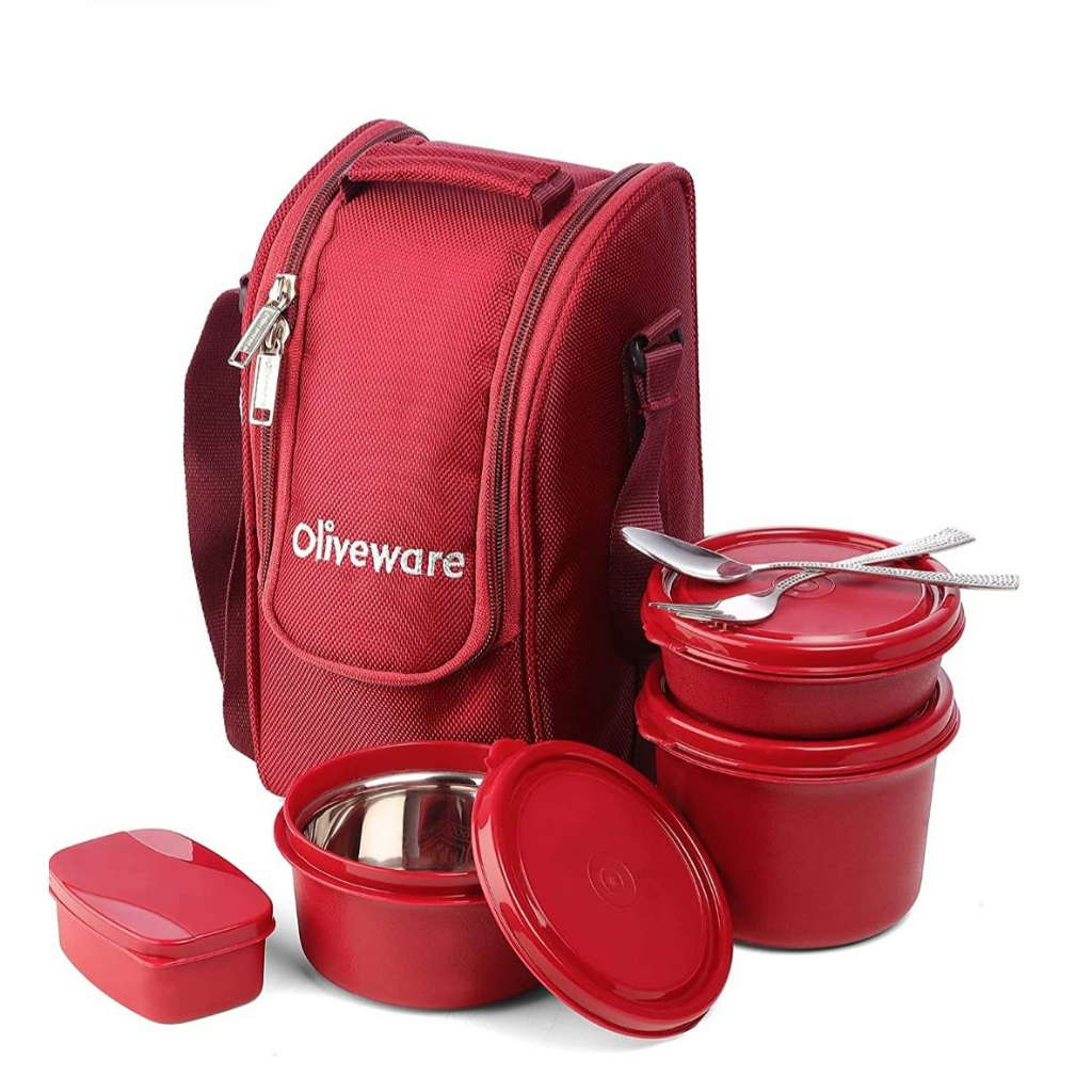 SOPL-OLIVEWARE Executive Micro Safe Lunch Box | 3 ภาชนะสแตนเลส | ตู้เซฟ ...