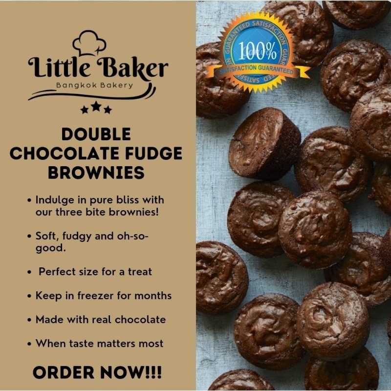 Double Chocolate Fudge with choco chunks Brownies 20 pcs. บราวนี่ ชุด ...