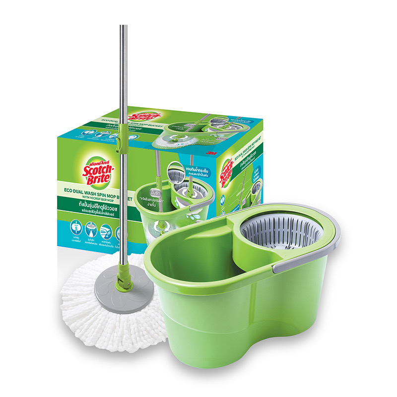 3M Scotch-Brite ชุดถังปั่น รุ่น T7 อีโค่ดูโอ้ววอช พร้อมไม้ถูพื้น Eco ...