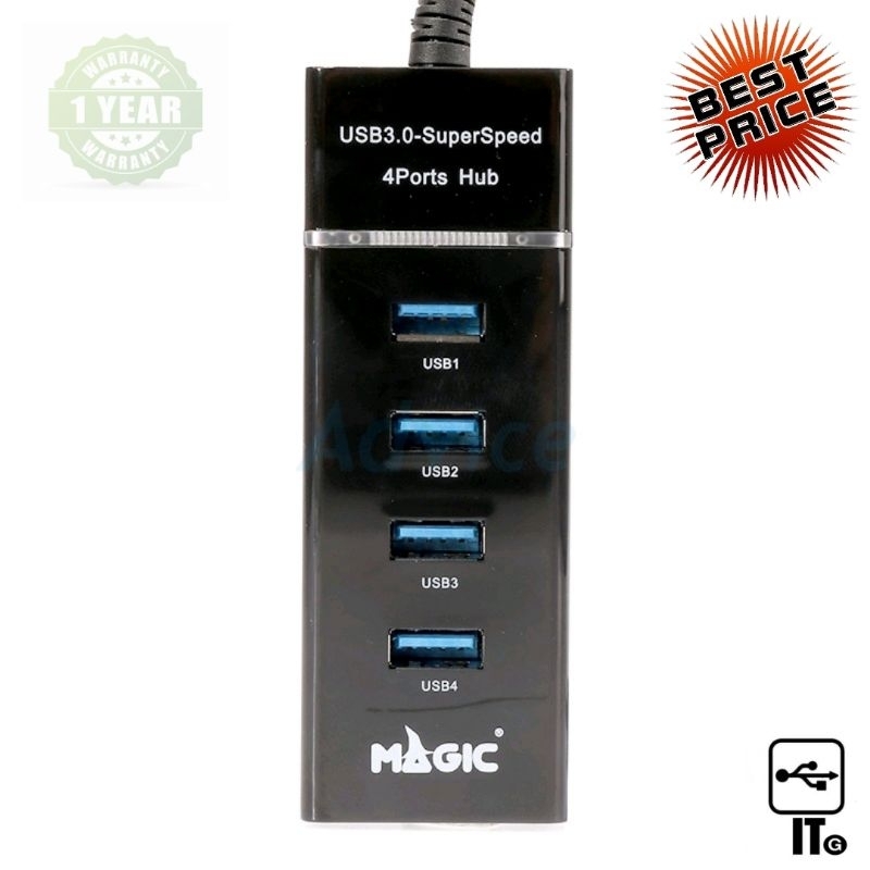 4 Port USB HUB V.3.0 Magictech (MT29) 4 USB 3.0 port with super speed 5 ...