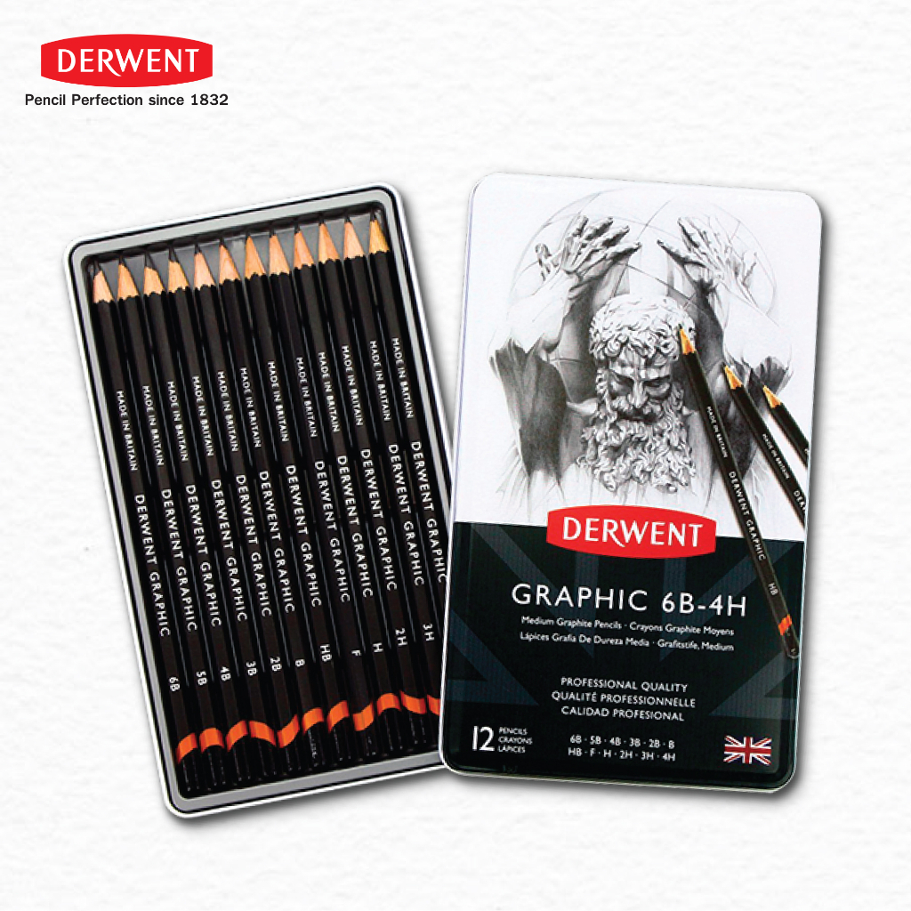 Derwent Graphic Set 6 และ set 12 6B-4H ชุดดินสอกราฟฟิก | Shopee Thailand