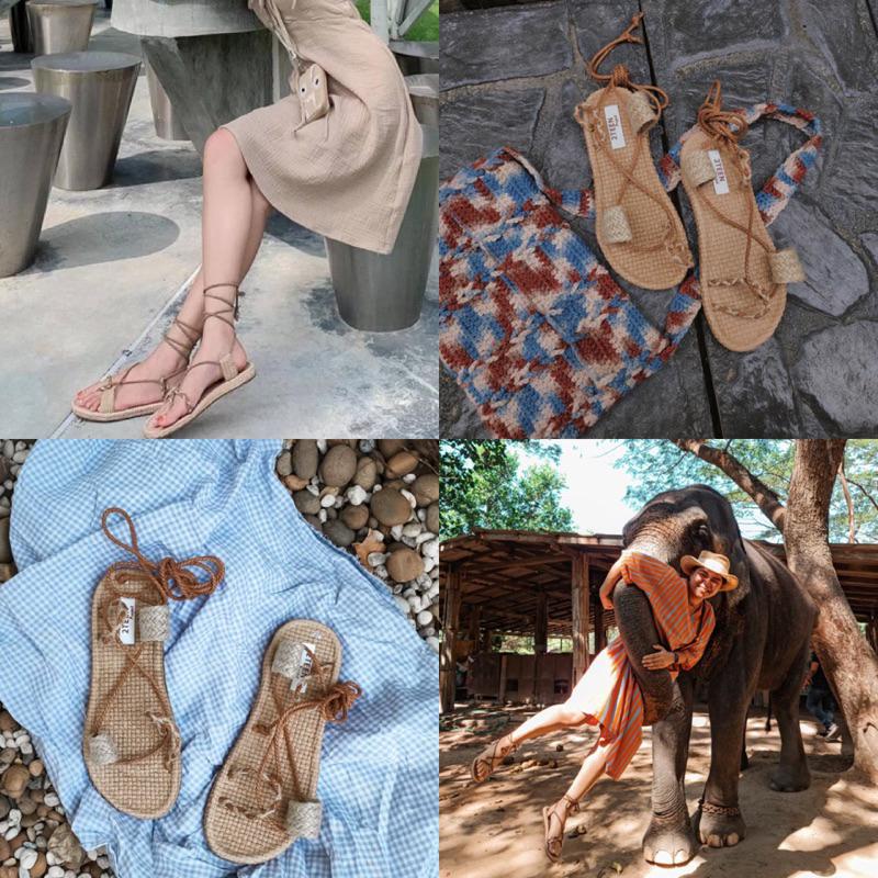 CC001-รองเท้าแตะแฮนด์เมดรุ่นเชือกมัด | Shopee Thailand