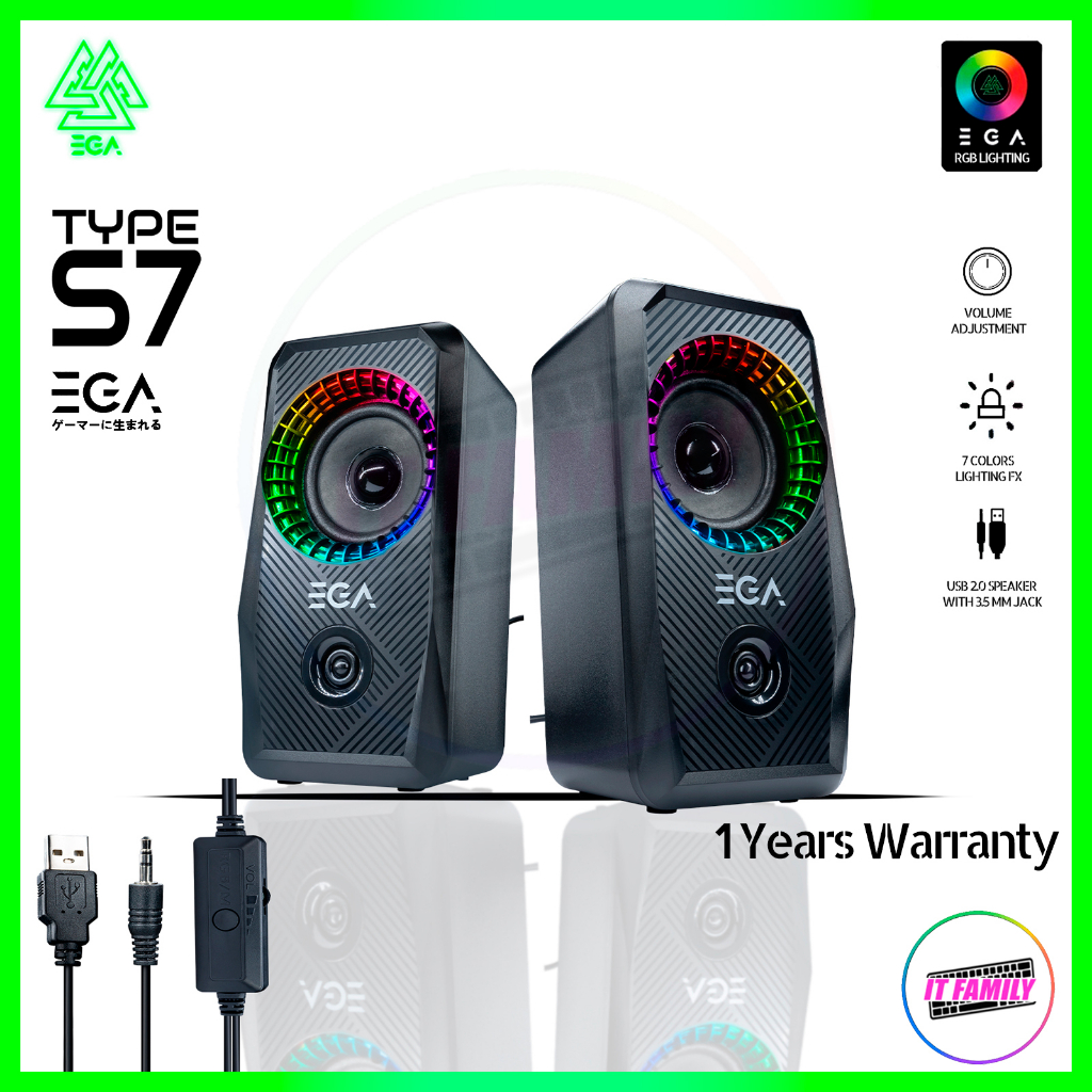 ลำโพงคอม EGA TYPE S3 S7 S9 Speaker (USB+3.5mm) รับประกันศูนย์ 1 ปี ...