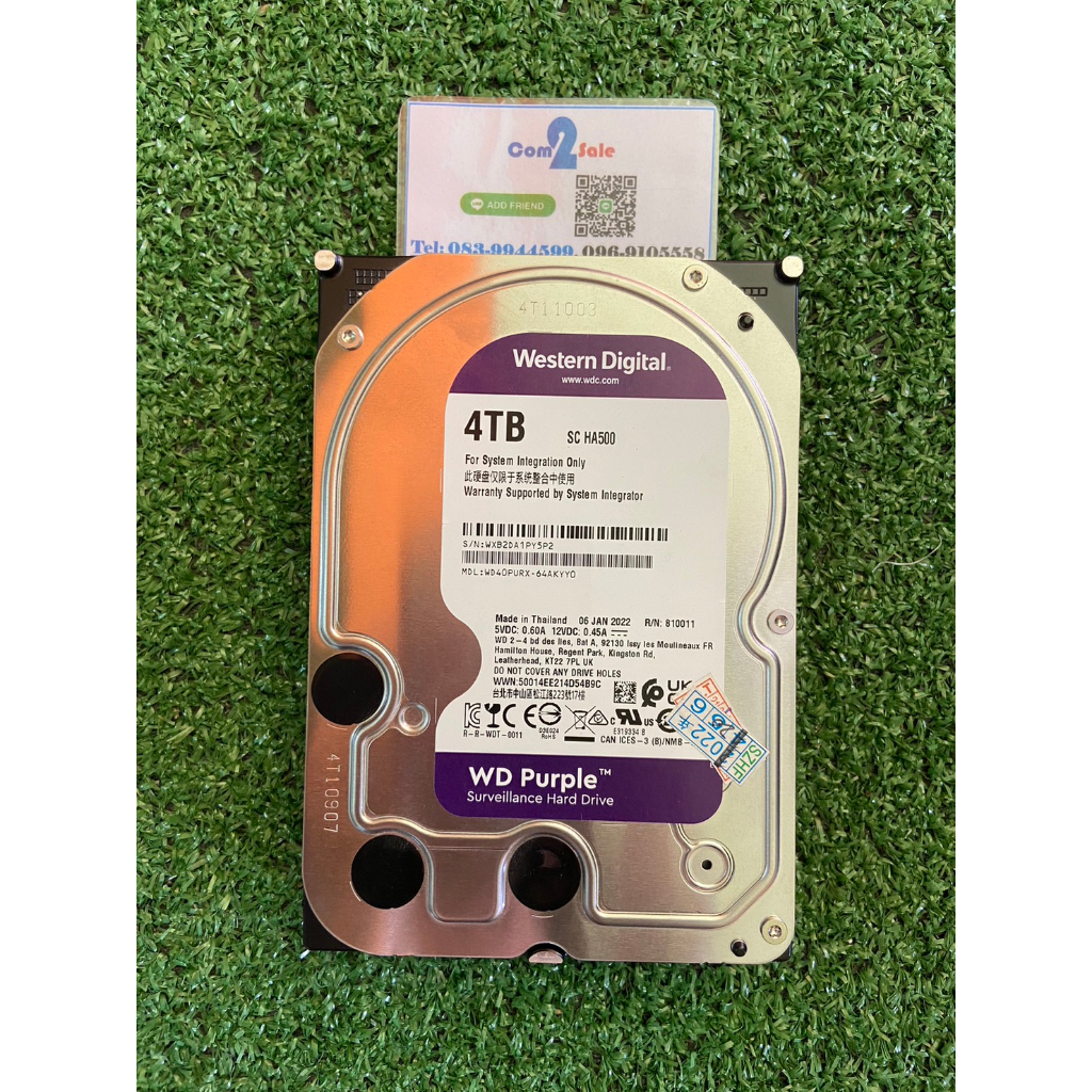 ฮาร์ดดิสก์สำหรับกล้องวงจรปิด WD 4TB HDD For CCTV 4TB PURPLE WD40PURX (3 ...