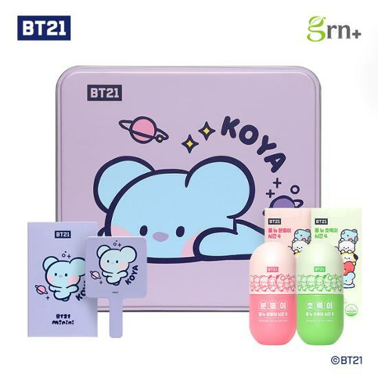 GRN+ Season 4 Pink 90 Tablets + Green 60 Tablets + Tablet Case + Hand Mirror BT21 Edition BTS ...